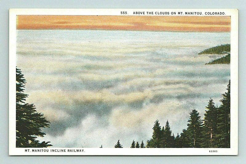 Above the Clouds on Mount Manitou, Incline Railway, Colorado Postcard ...