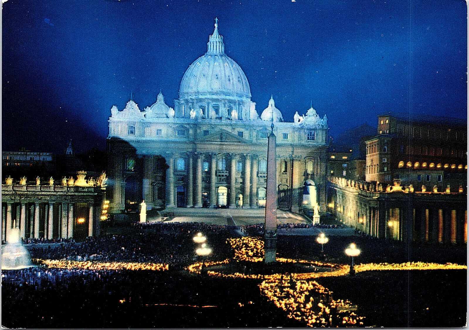 St. Peter's Square Rome Italy Postcard Continental View Card Night ...