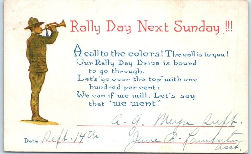 Postcard - Rally Next Sunday with Poem and Art Print - Invitation Card ...
