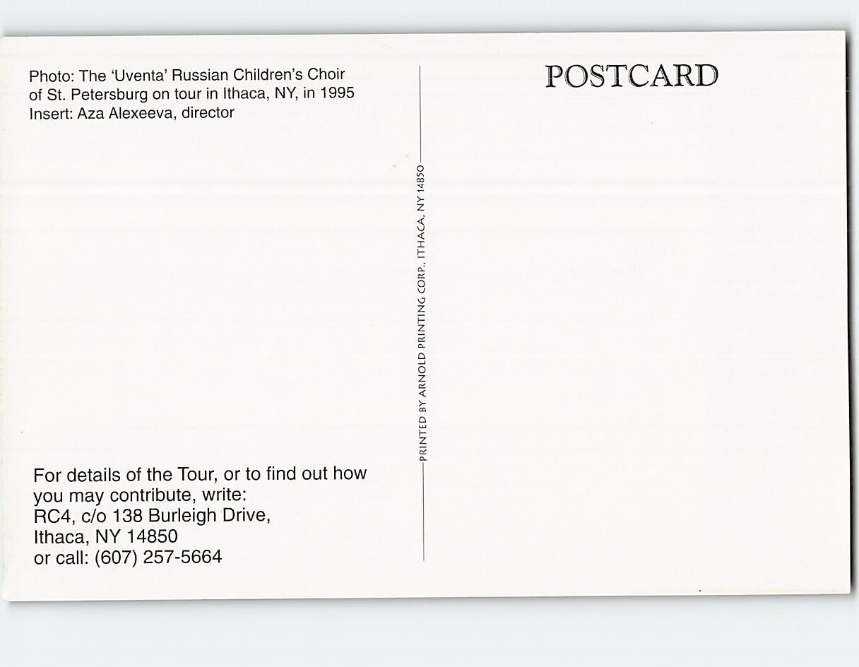 Postcard 'Uventa' Russian Children's Choir, 1998 North American Tour ...