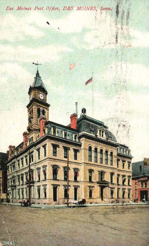 Vintage Postcard 1908 Des Moines Post Office Postal Services Building ...