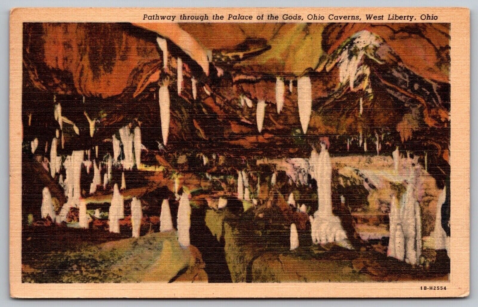 Postcard Palace Gods Ohio Caverns Pathway West Liberty OH Linen Cave ...