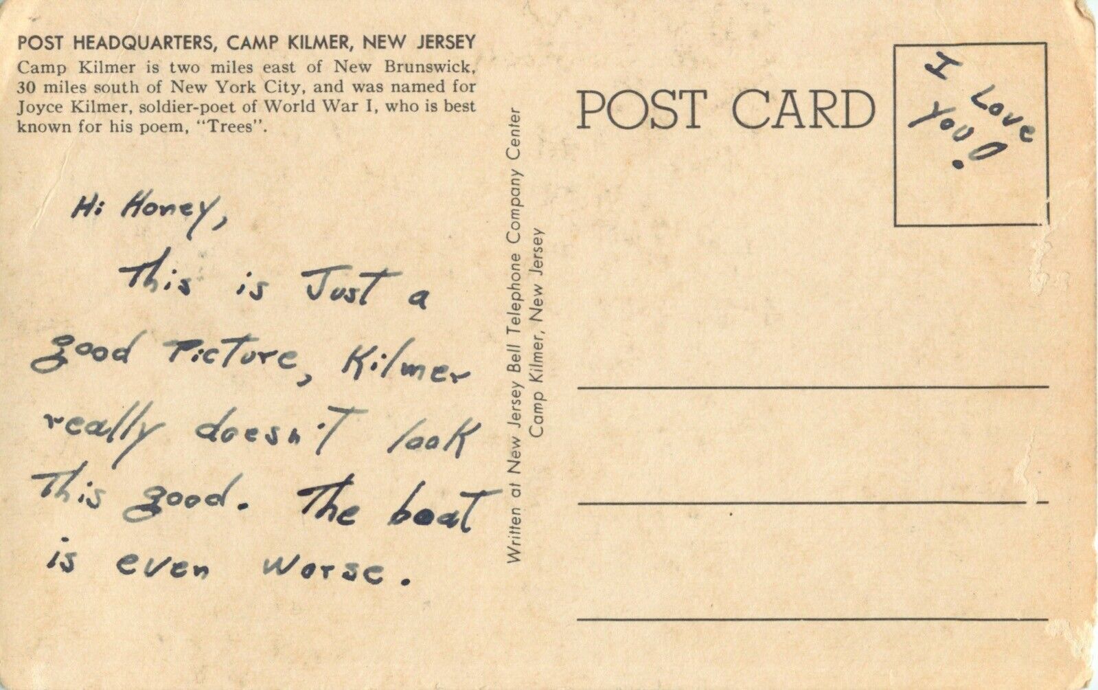 c1950 Post Headquarters, US Army Camp Kilmer, New Jersey, Vintage ...