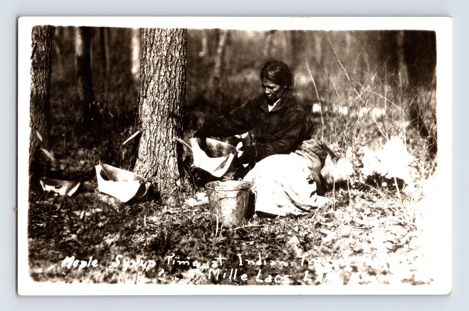 Postcard RPPC Native American Ojibwe Indian Maple Syrup Mille Lacs MN ...