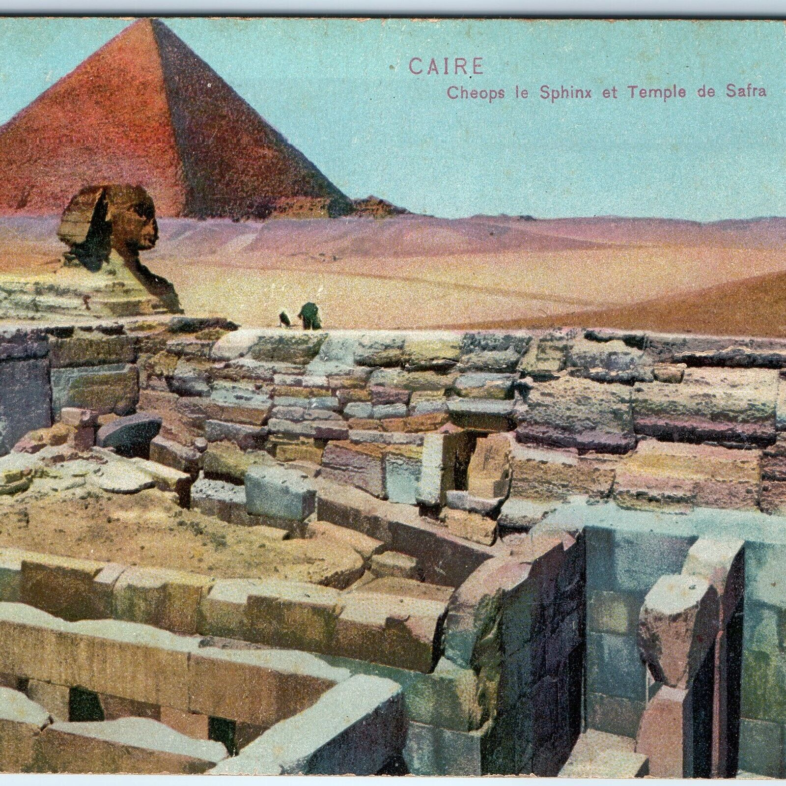 c1910s Cairo Egypt Great Pyramid Sphinx Temple of Safra Ancient Ruin ...