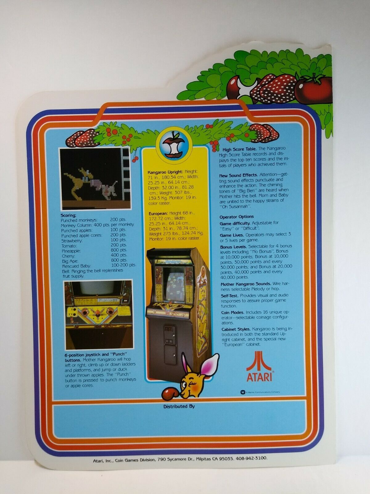 Kangaroo Arcade Flyer Original Video Game Art 1982 Foldout 8.5" x 11 ...