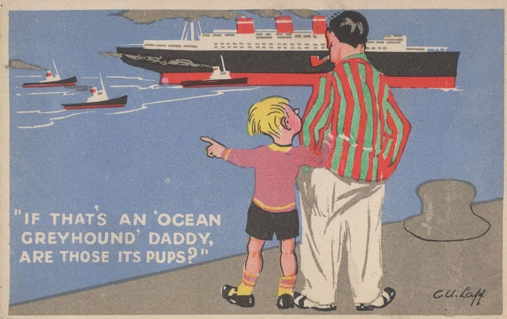 Ship Ferry Ocean Greyhound Boat Spotting Old Comic Postcard | Topics ...