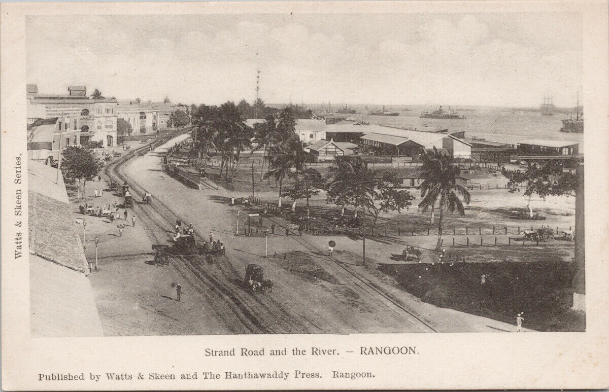 Rangoon Strand Road and River Burma Myanmar Watts & Skeen Postcard G86 ...