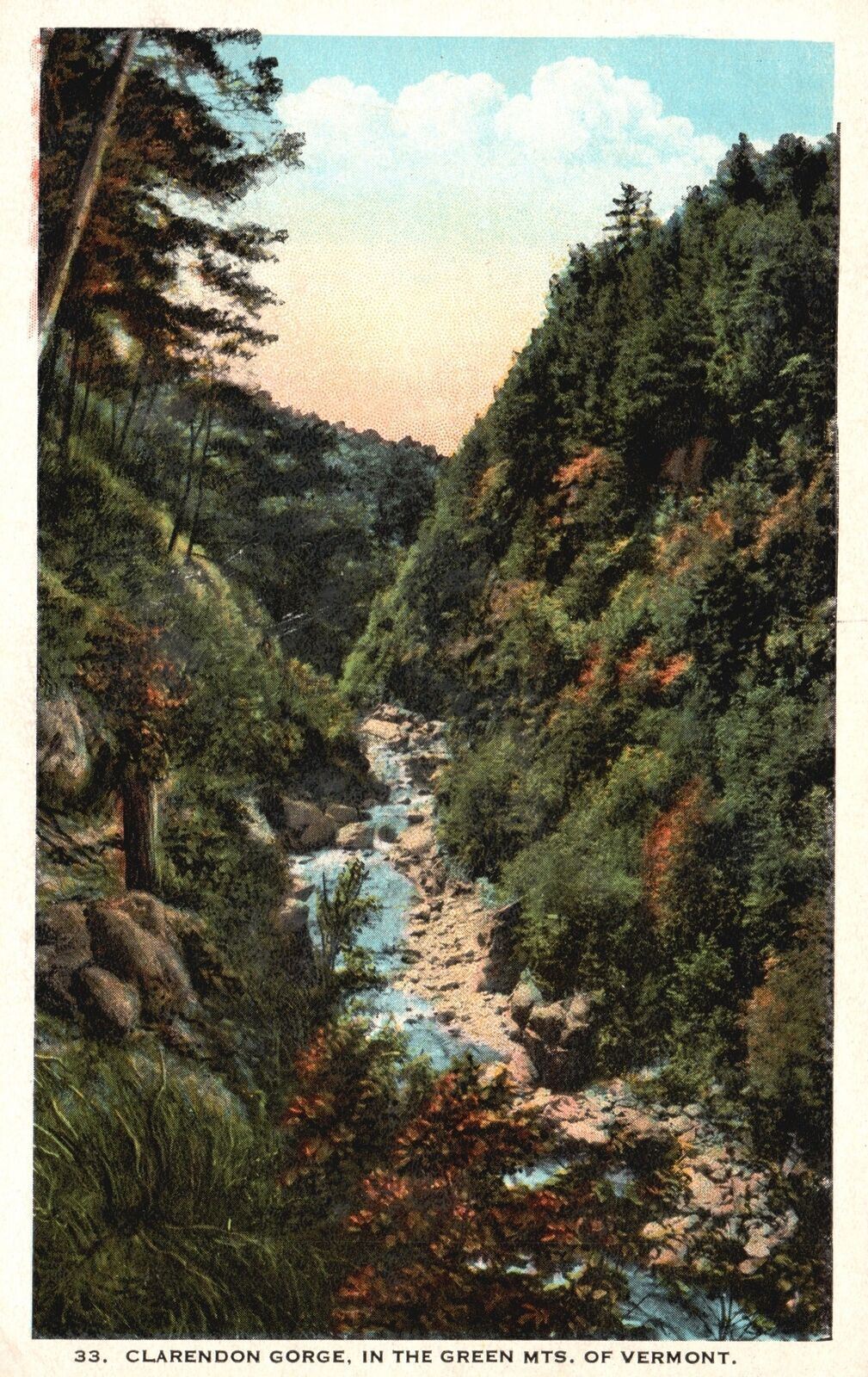 Vintage Postcard Clarendon Gorge In The Green Mountains River Vermont ...