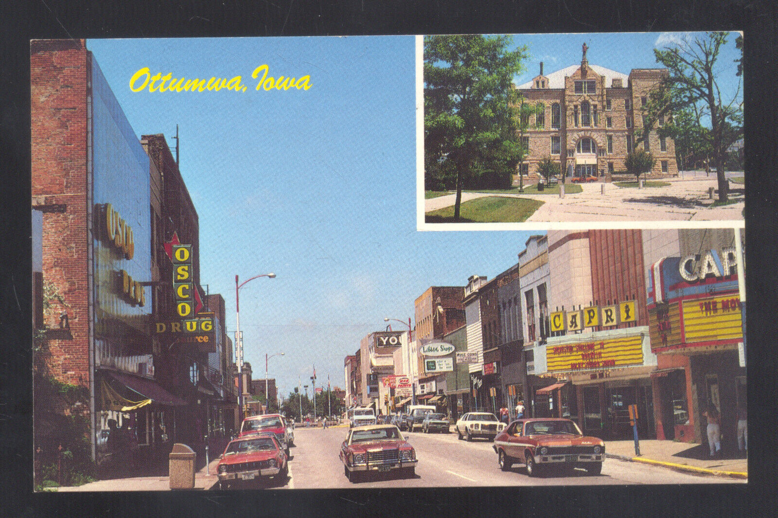 Ottumwa Iowa Downtown Main Street Scene OLD Cars Vintage Postcard ...
