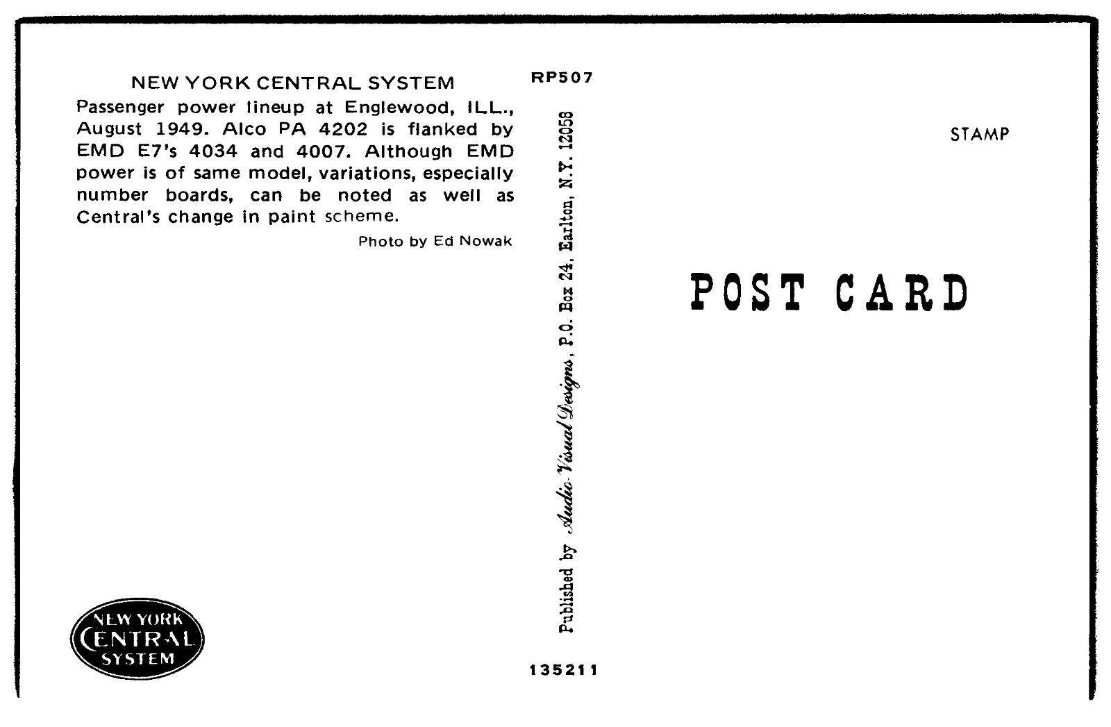 Vintage Railroad Train Locomotive Postcard - New York Central System ...