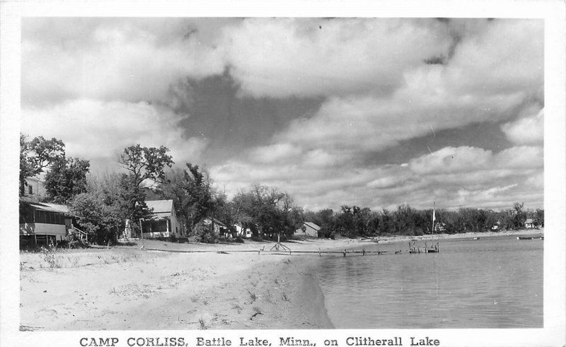 Battle Lake Minnesota Camp Coriliss 1940s Clitherall Lake RPPC postcard ...
