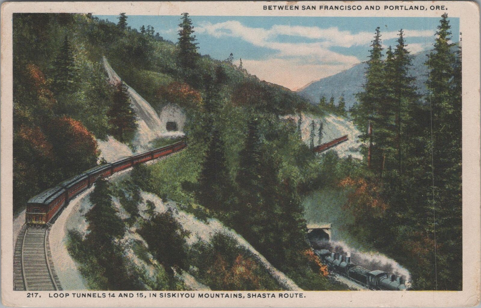 Postcard Railroad Between San Francisco + Portland OR Siskiyou Mts ...