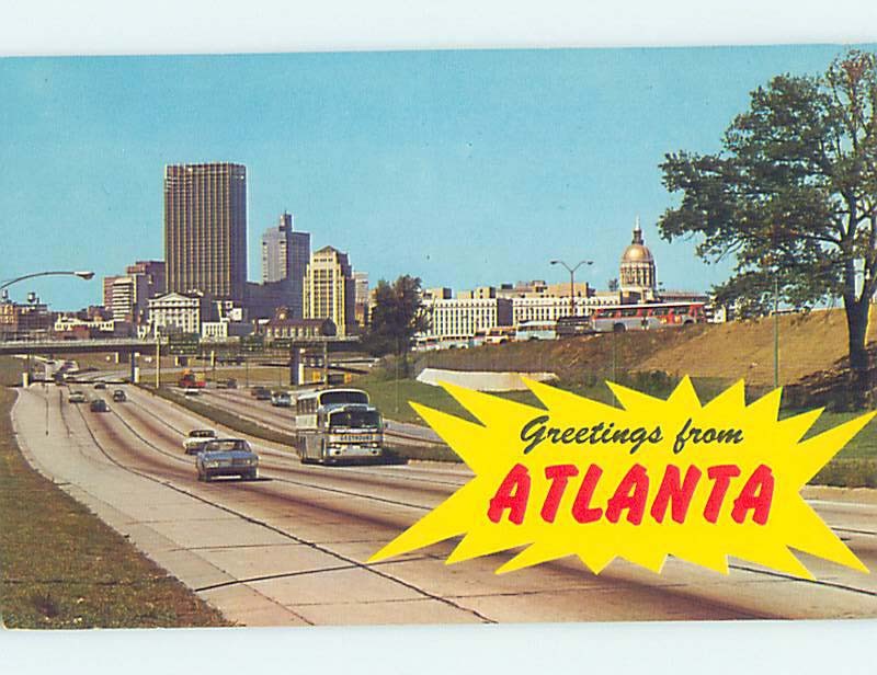 Pre-1980 VINTAGE BUS ON THE EXPRESSWAY Atlanta Georgia GA i0986 ...