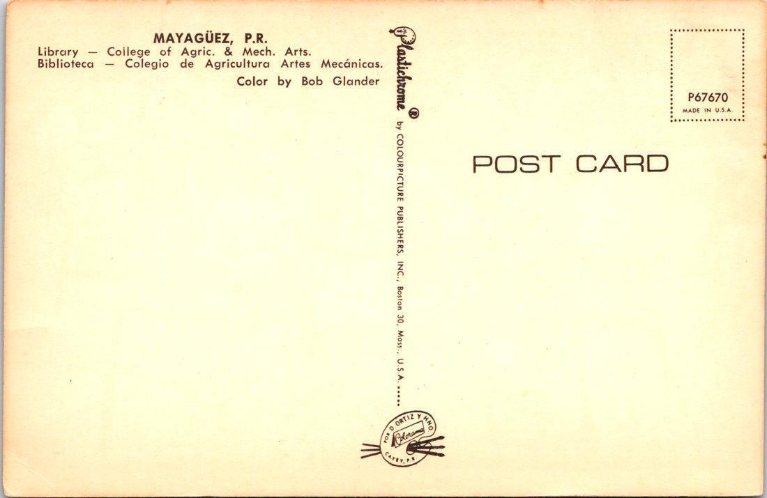 Mayaguez, Puerto Rico STUDENTS~LIBRARY College of Agriculture~Mech Arts ...