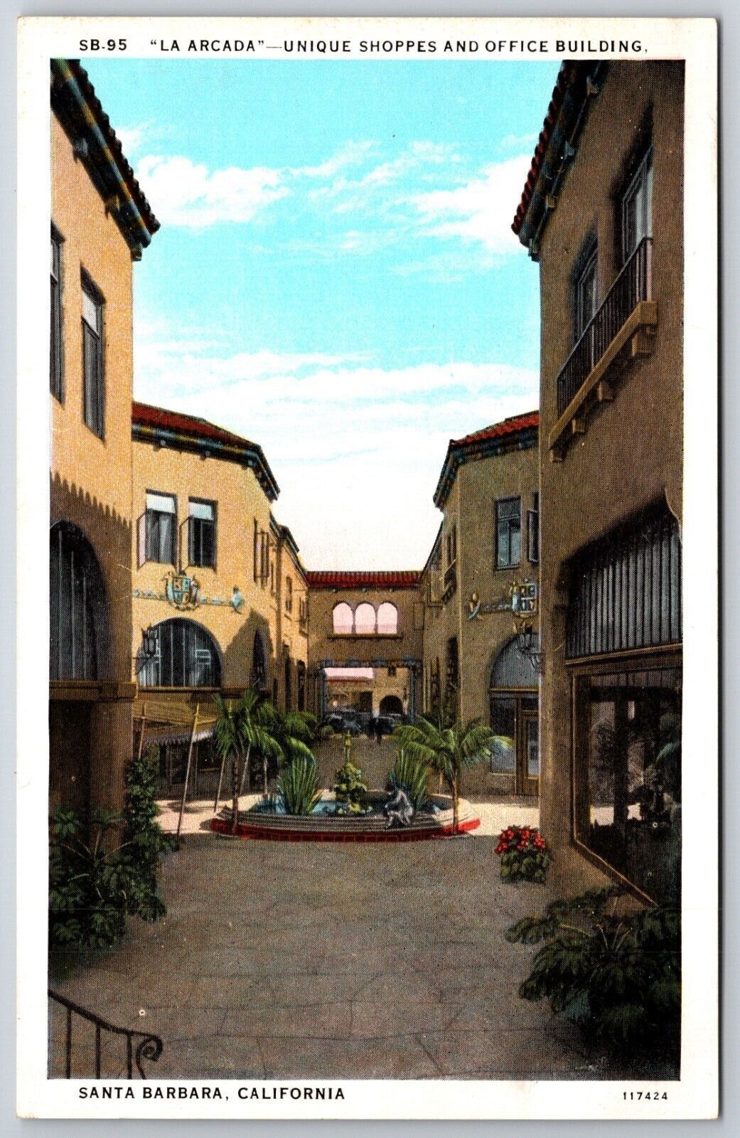 La Arcada Shoppes and Office Building Santa Barbara CA UNP WB Postcard ...