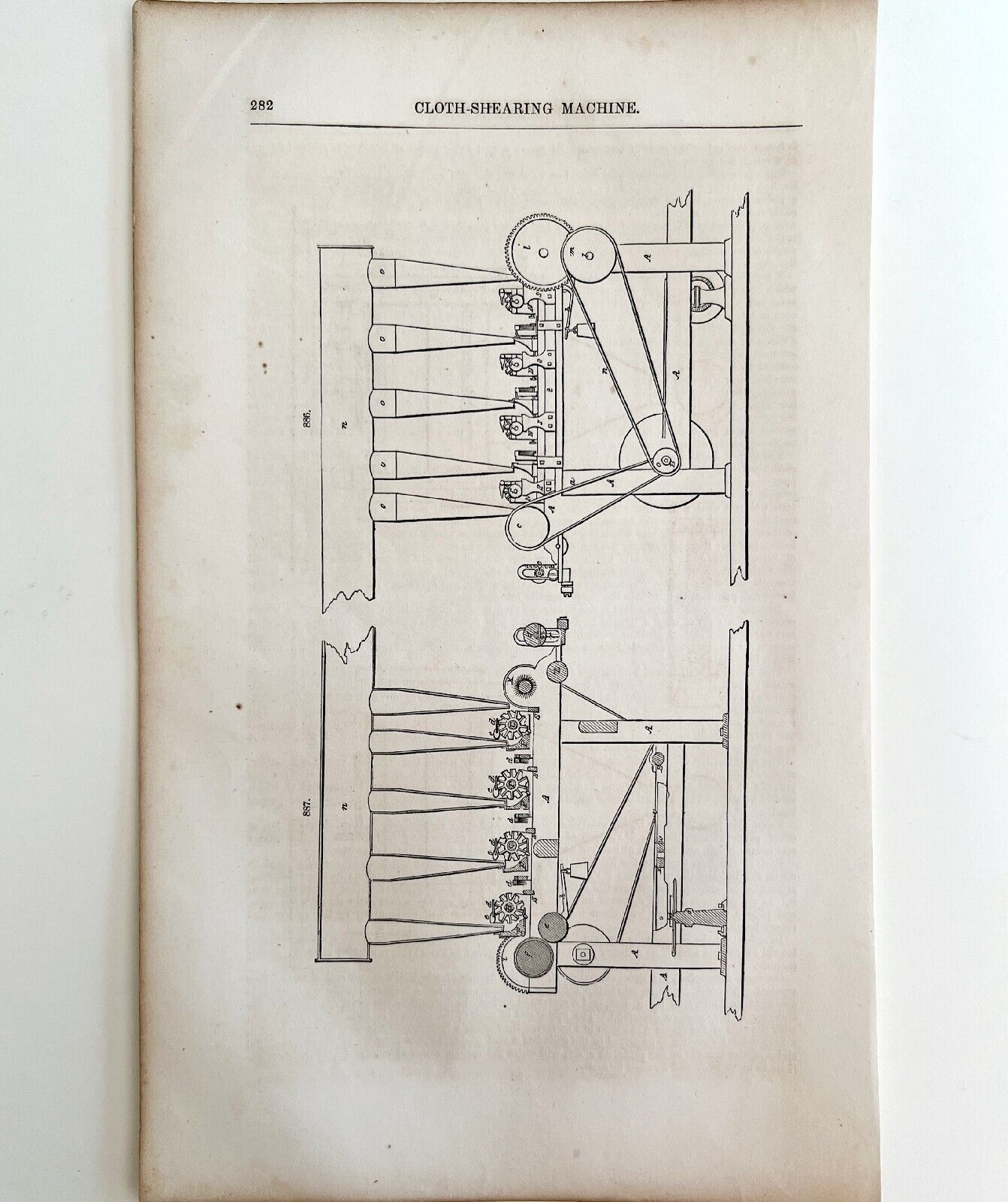 Cloth Shearing Machines Woodcut 1852 Victorian Industrial Print Drawing ...