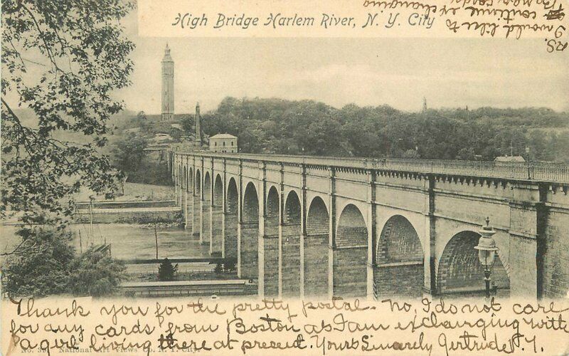 New York City High Bridge Harlem River National Art Views 1903 Postcard ...