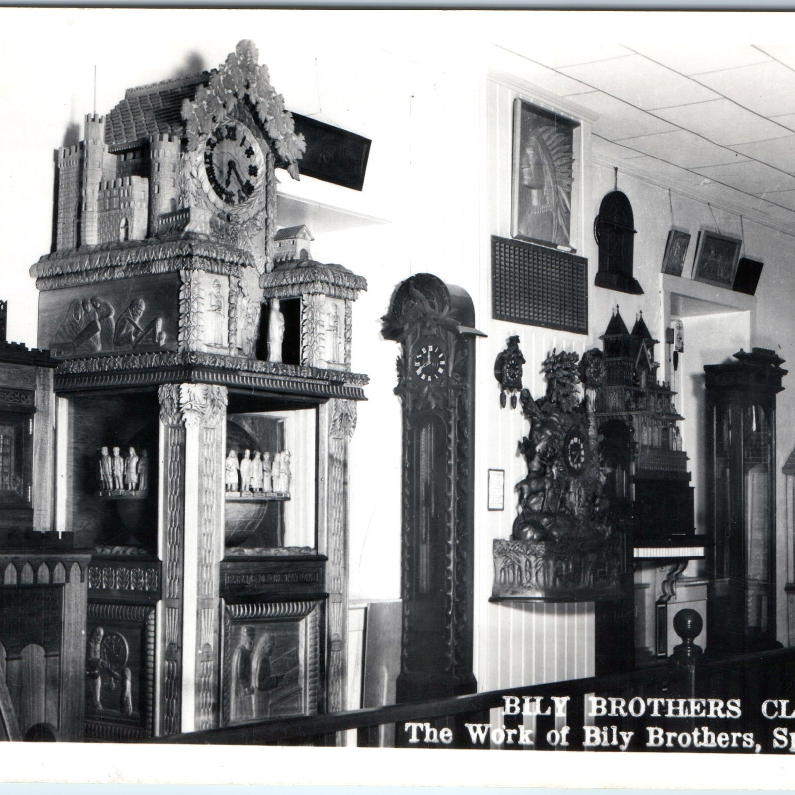 c1950s Spillville, IA Bily Brothers RPPC Clock Collection Hand Carved ...