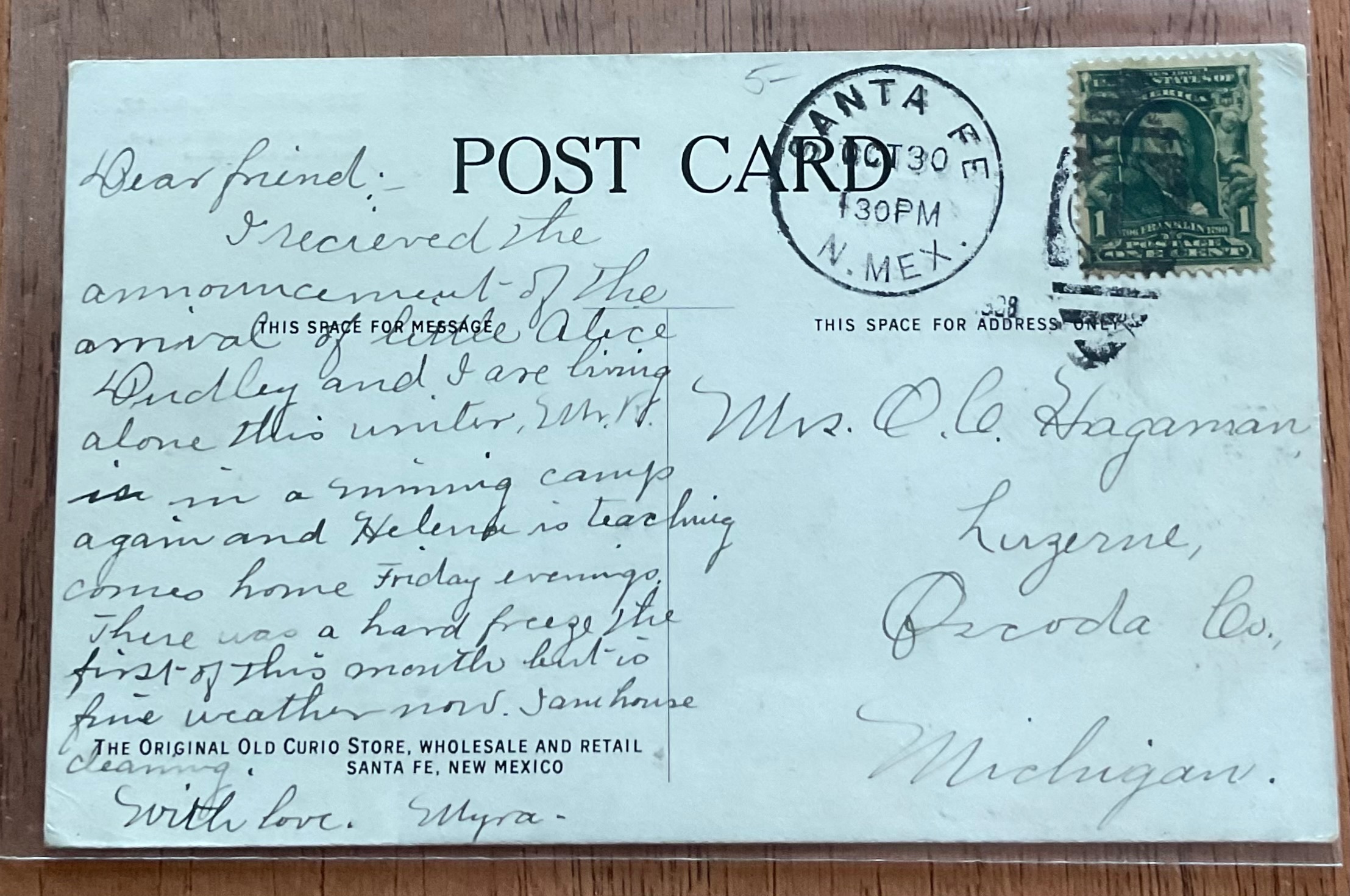The Cathedral Santa Fe NM Territory Santa Fe NM PM 7/10/1906 LB ...