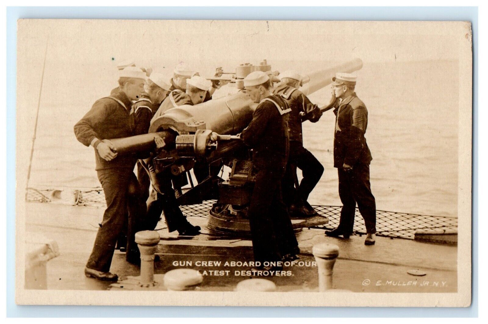 US Navy GUN Crew Loading Destroyer GUN Military Real Photo Rppc ...