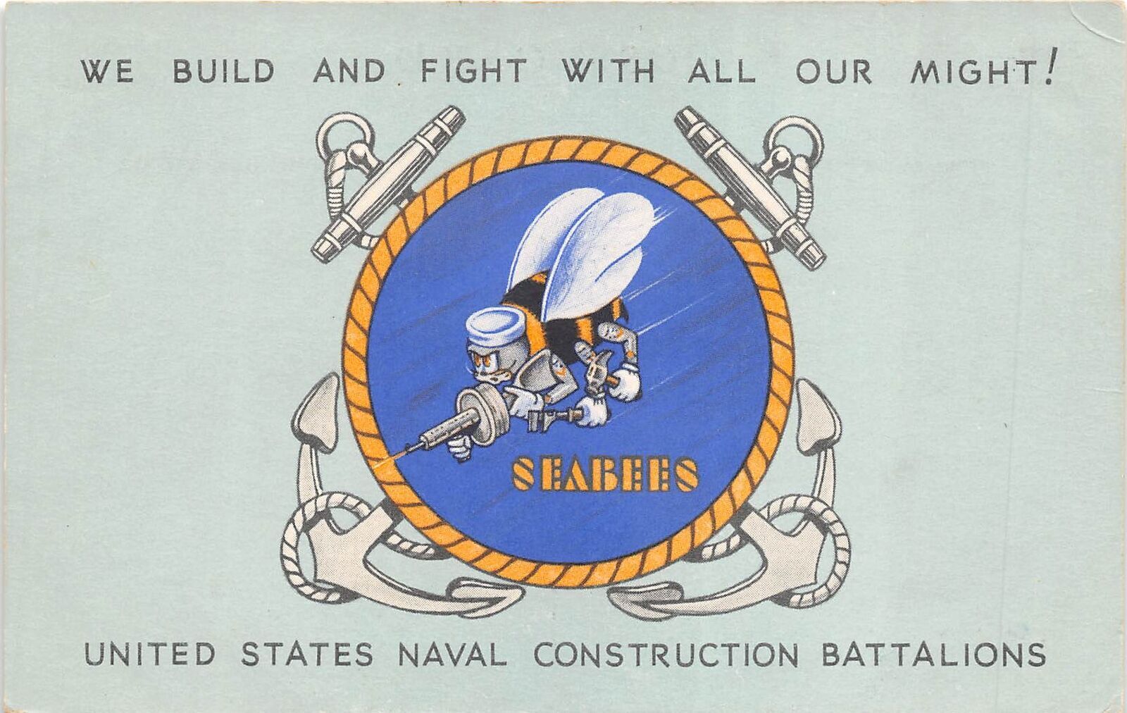 1940s WWII Postcard SEABEES US Navy Construction Battalion | United ...
