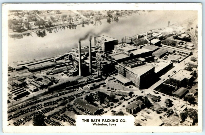 1937 Waterloo, IA Rath Packing Plant Birdseye Aerial Real Photo ...