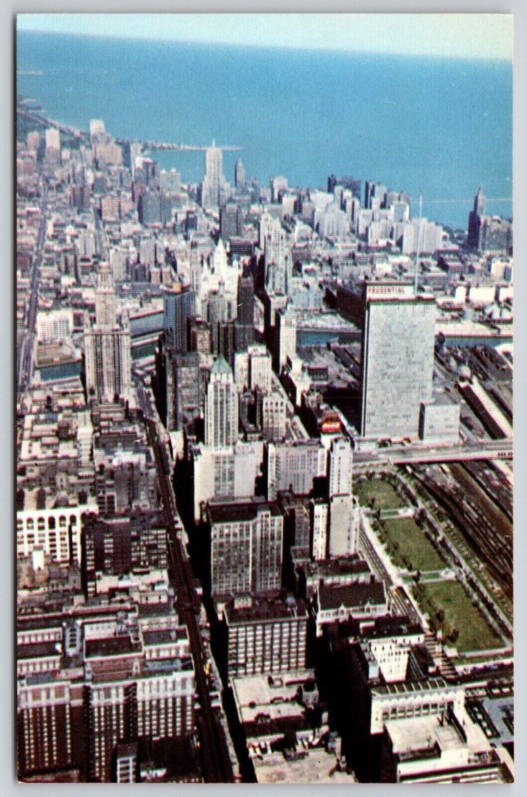 Chicago Illinois Birds Eye View Scenic City Skyline Buildings Chrome ...