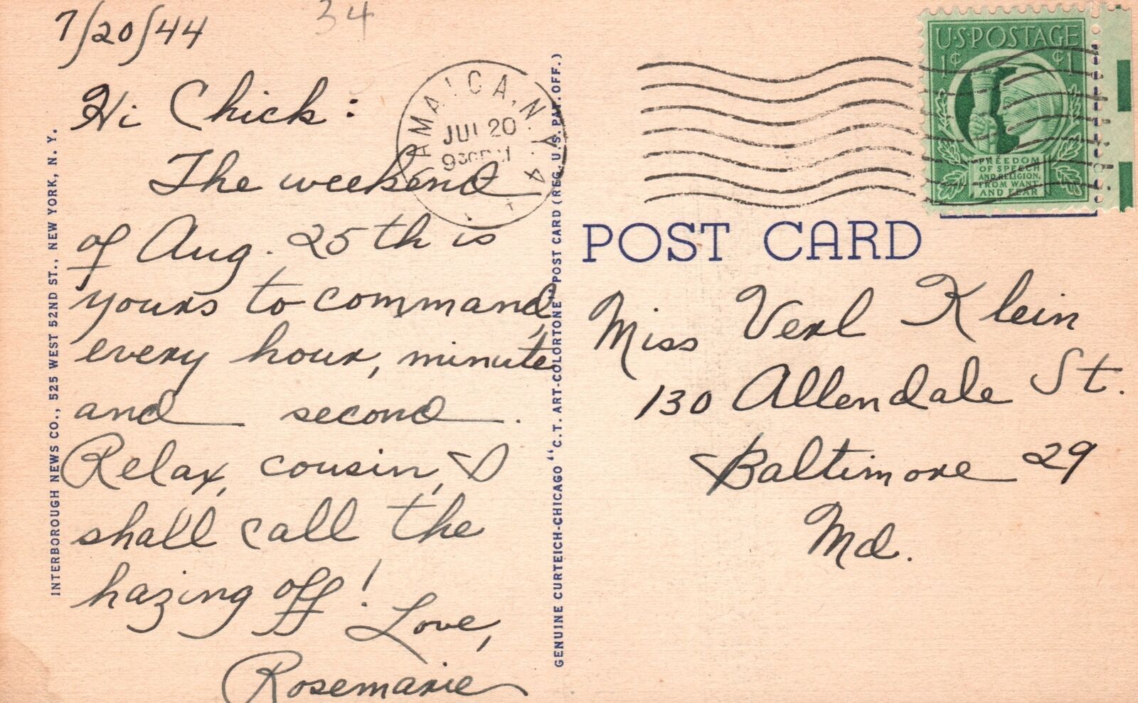 Vintage Postcard 1940's Beauty Spot Kissena Park Flushing Long Island ...
