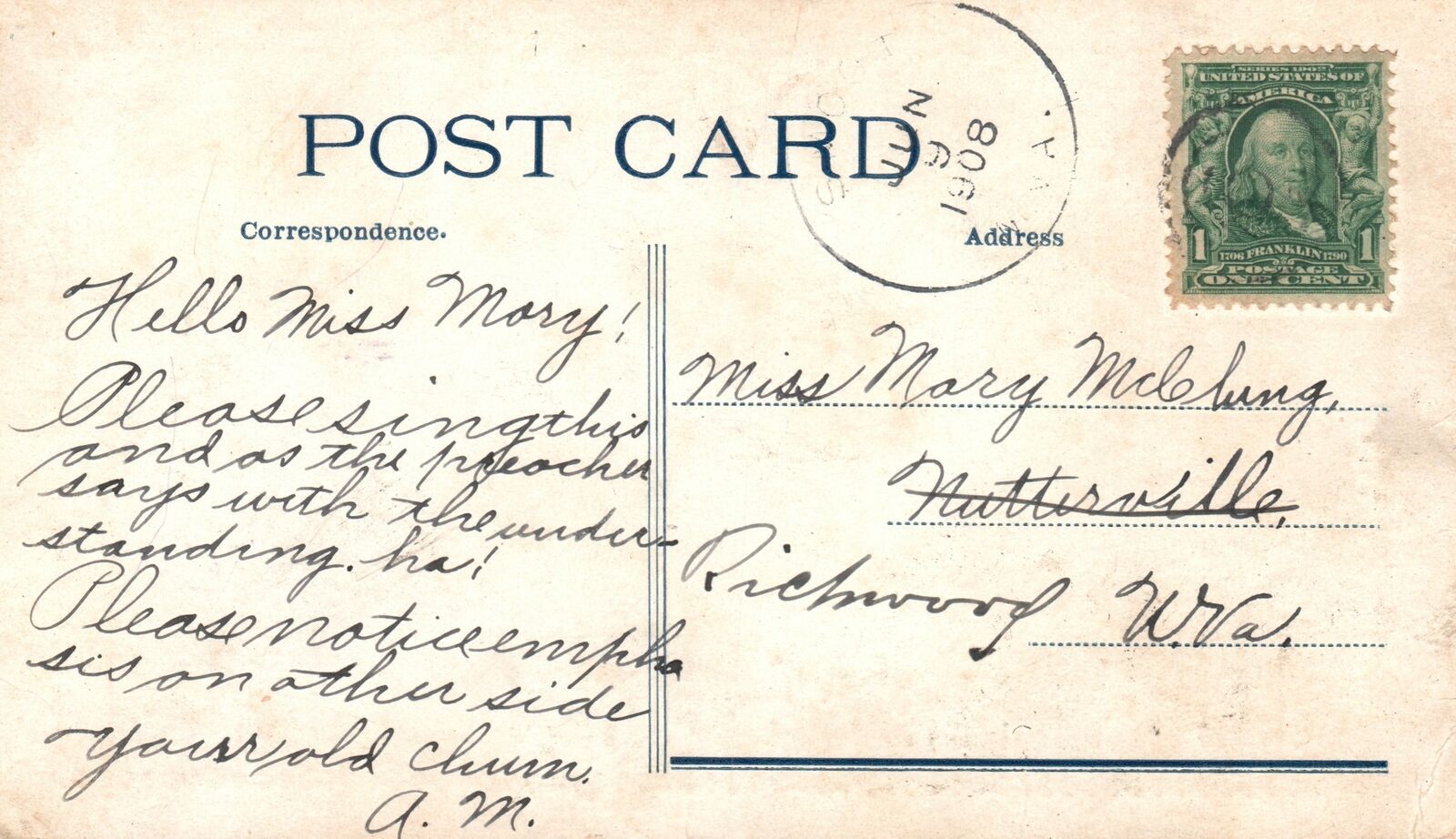 Vintage Postcard 1908 Olden Memories Notes Song Book Page With Border ...