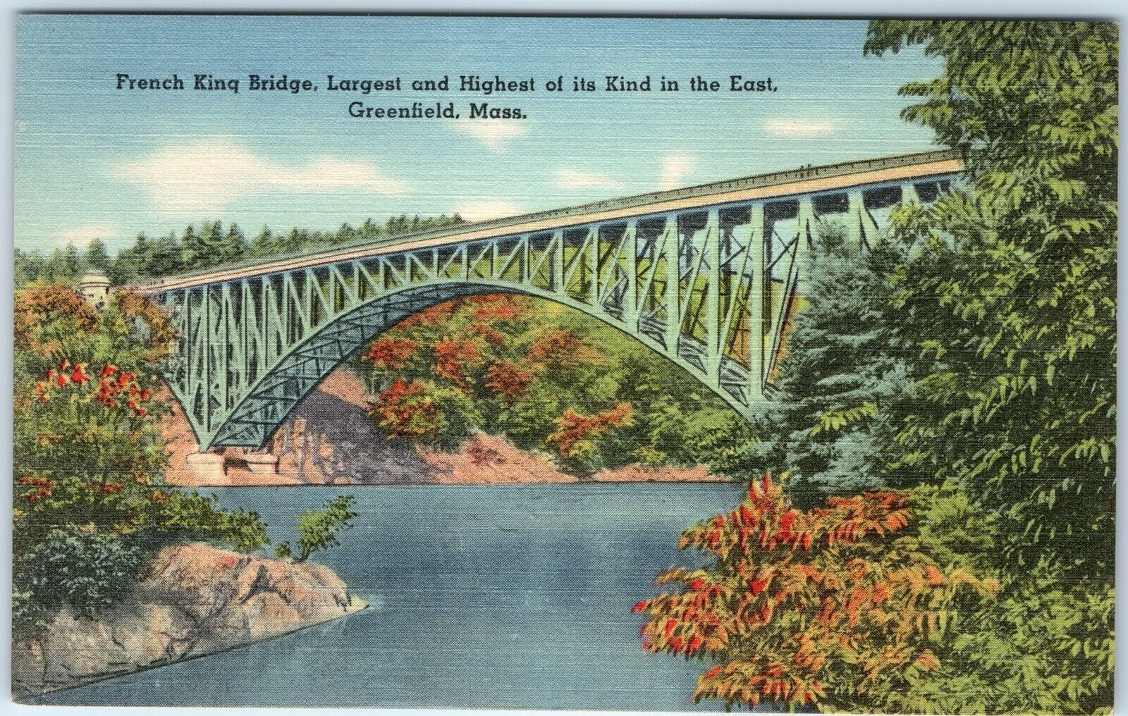 c1940s Greenfield, MA French King Bridge Cantilever Arch Connecticut ...