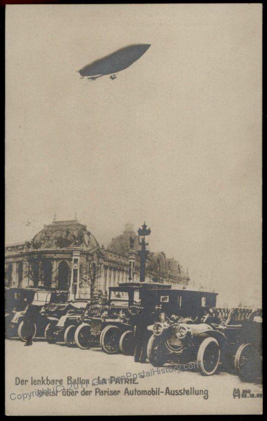 French Zeppelin La Patrie Airship Over Paris Automobile Expo RPPC 73541 ...