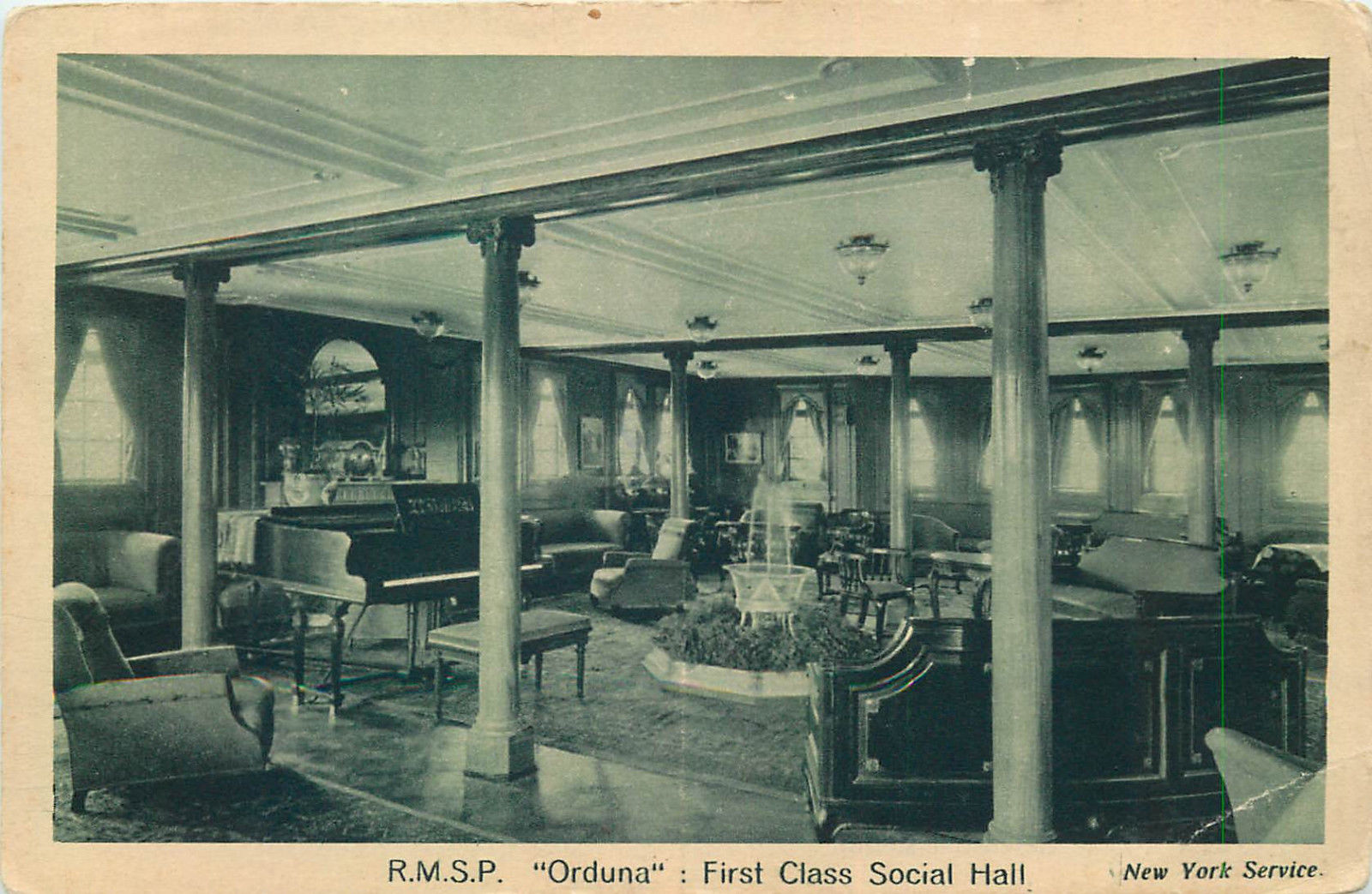 R.M.S.P. " Orduna " Ship interior First Class Social Hall New York ...