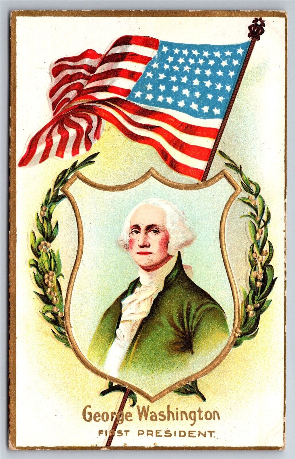President George Washington First President Of USA Flag C1910s Postcard ...
