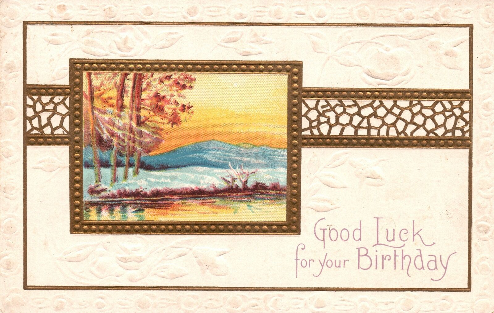 Vintage Postcard 1910's Good Luck For Your Birthday Greetings Card Snow ...