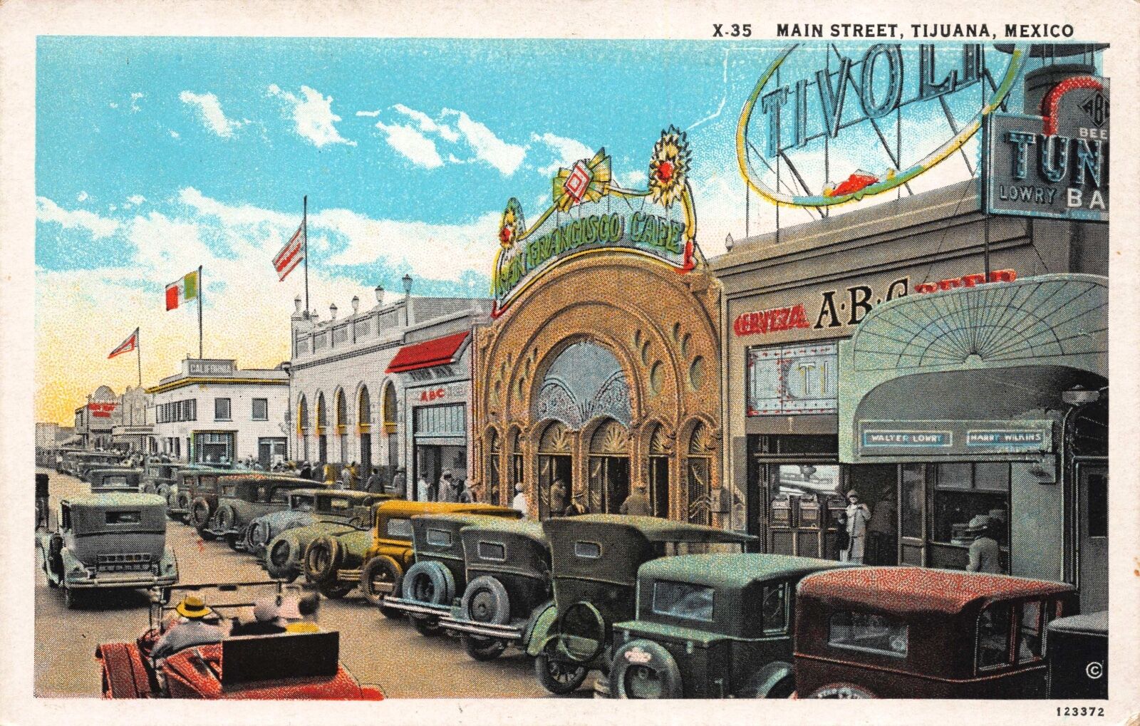 Postcard Main Street, ABC Beer, Cafe in Tijuana, Baja California ...