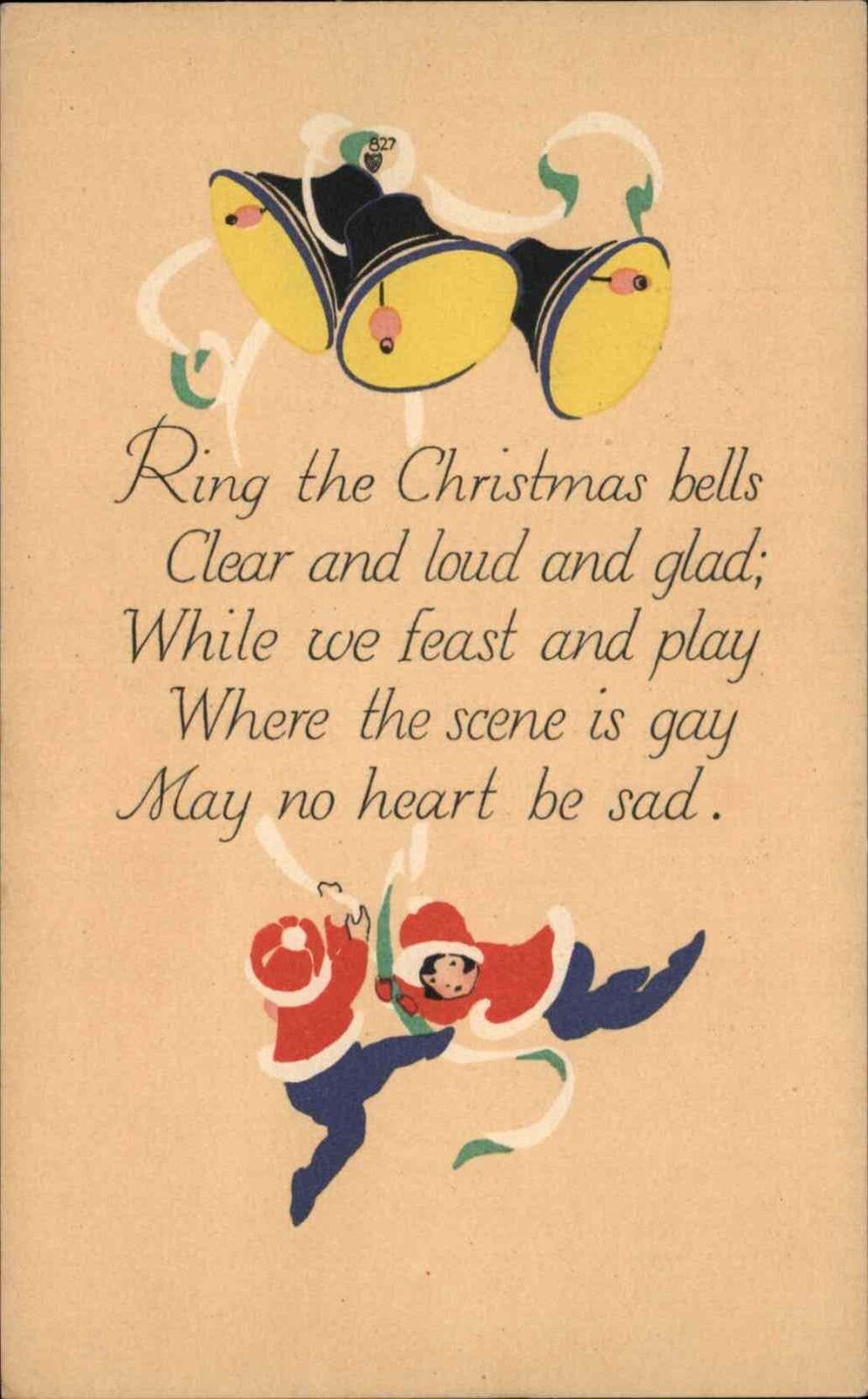 Christmas Children Bells Poem Arts & Crafts PF Volland & Co c1900s-20s ...