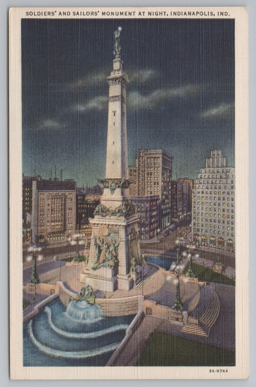Military~Soldiers And Sailors Monument At Night~Indianapolis IN~Vintage ...