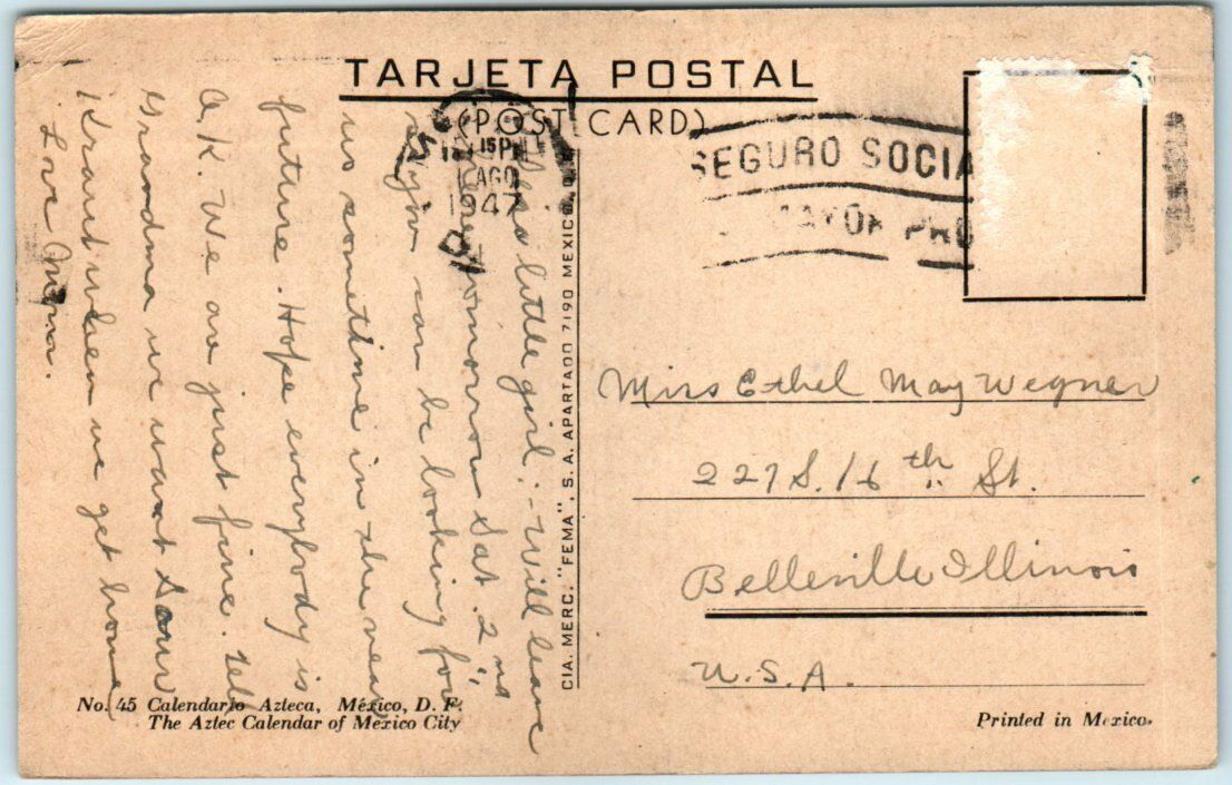 Postcard - The Aztec Calendar of Mexico City, Mexico | Latin & South ...