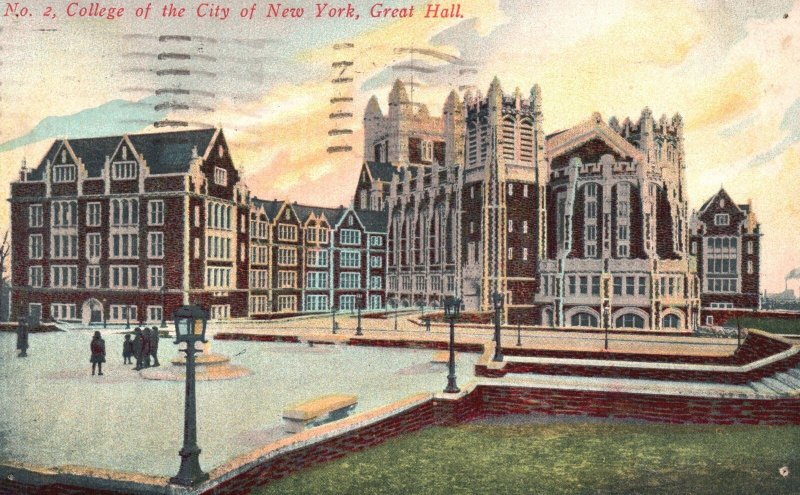 Vintage Postcard 1909 Great Hall City College Campus Building New York ...