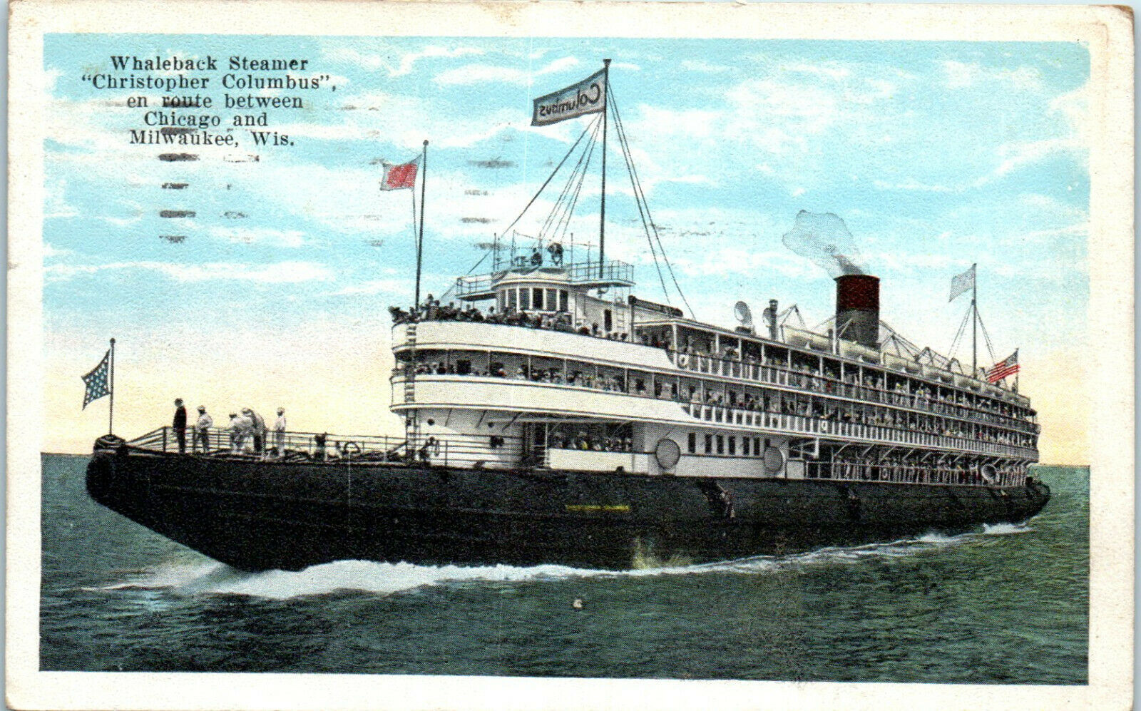 1920s Great Lakes Whaleback Steamer Christopher Columbus Postcard ...