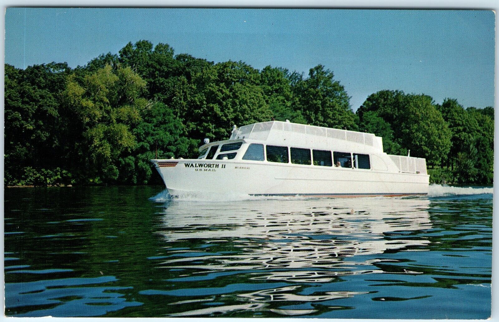 c1960s Lake Geneva, WI US Mail Boat Walworth II USPS Ship Chrome PC ...