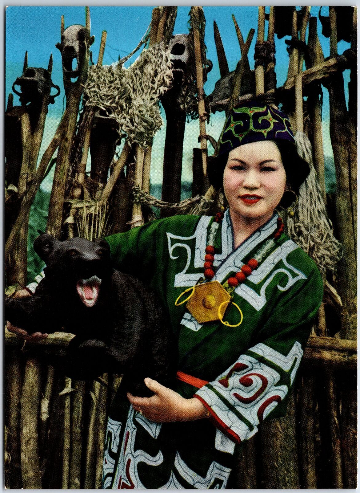 Vintage Continental Size Postcard Beautiful Ainu Woman With Animal ...