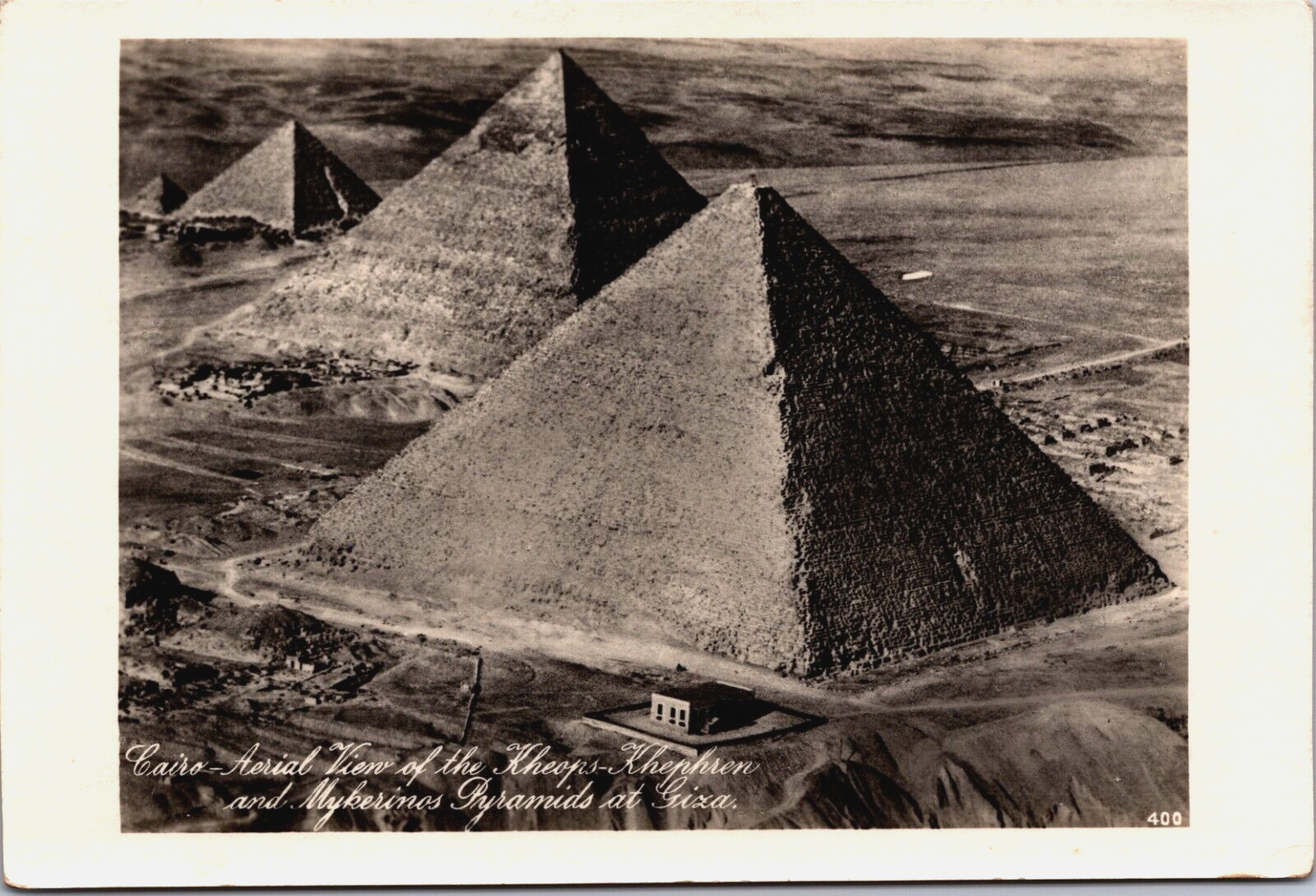Egypt Cairo Aerial View of the Keops Khephren Pyramids of Giza Vintage ...