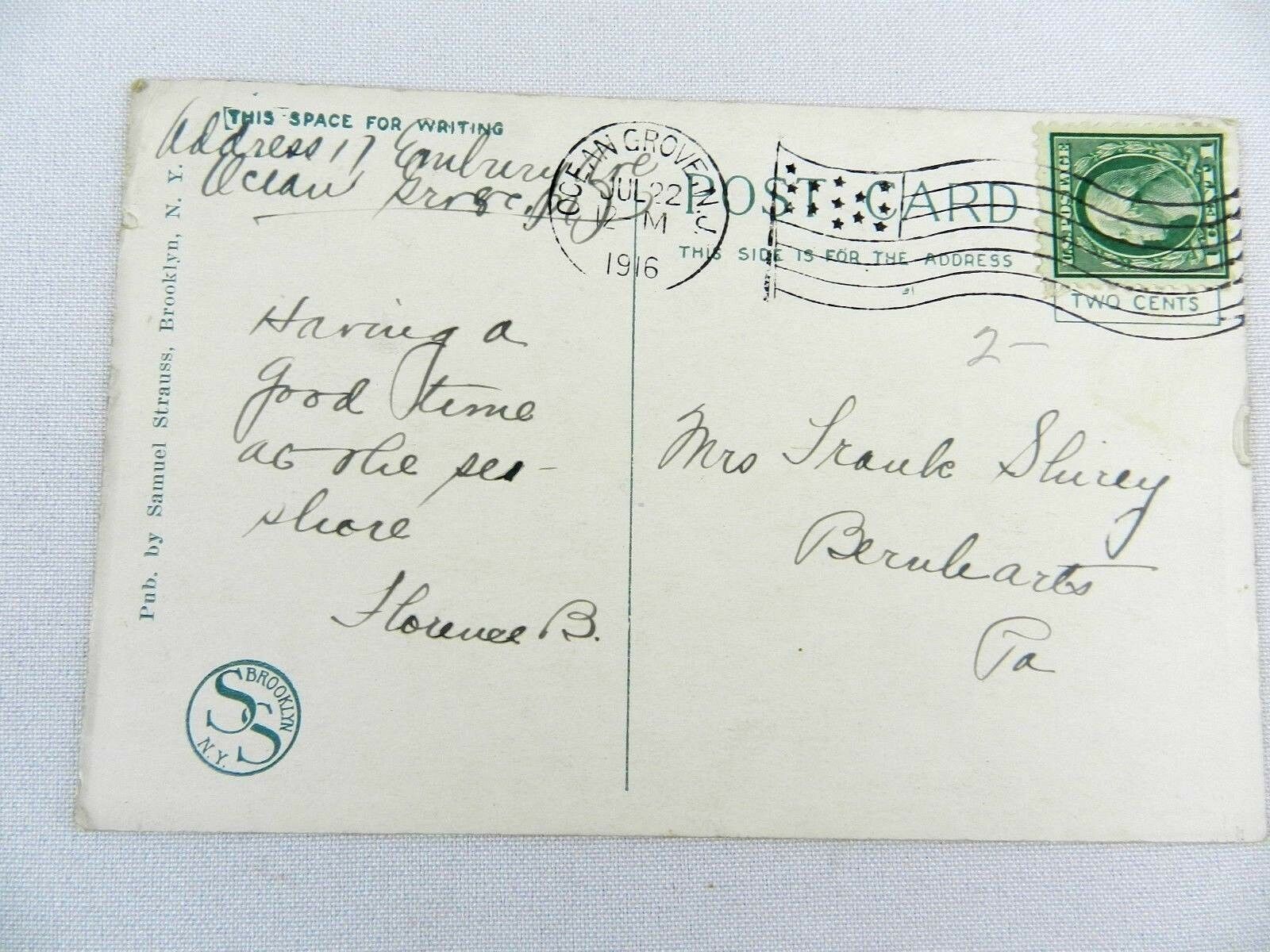 Vintage Postcard 1916 Wesley Lake Bridge Ocean Grove NJ Samuel Strauss ...