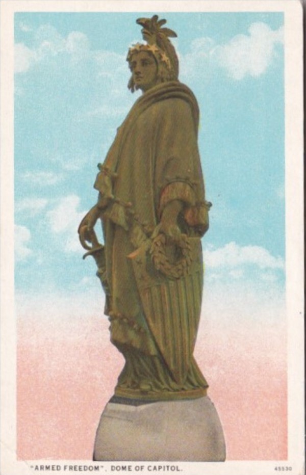 Washington DC Armed Freedom Statue Dome Of Capitol Building Curteich ...