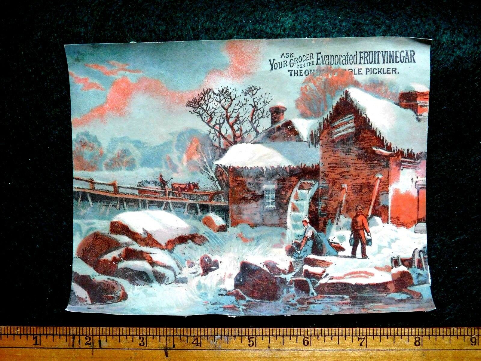 Lovely Winter Mill Scene, Evaporated Fruit Vinegar Pickler, J. W. Hance ...