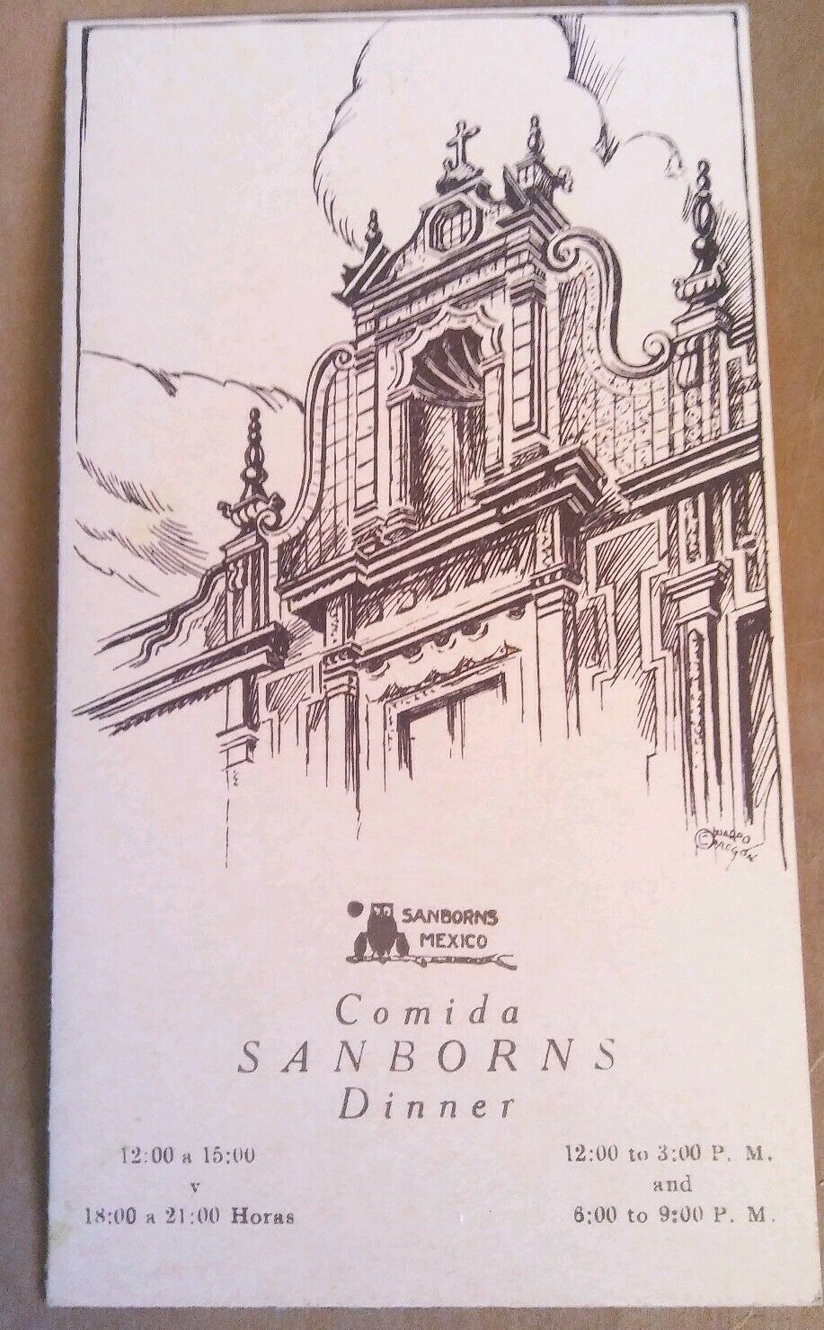 1930's Dinner Menu for SANBORNS Restaurant in MEXICO | Ephemera - Menus ...