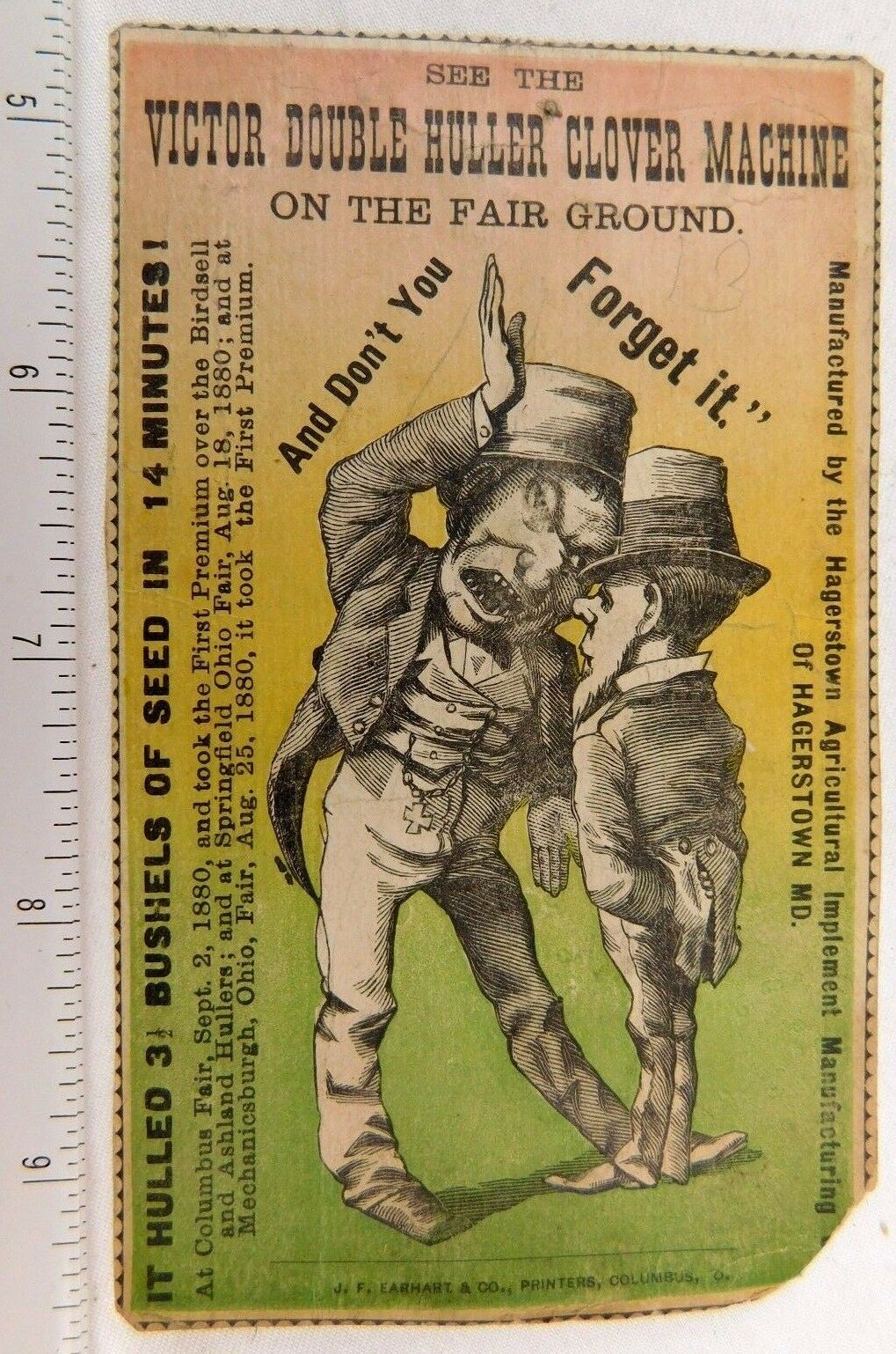 1880 Mechanicsburgh Ohio Fair Victor Double Huller Clover Machine ...