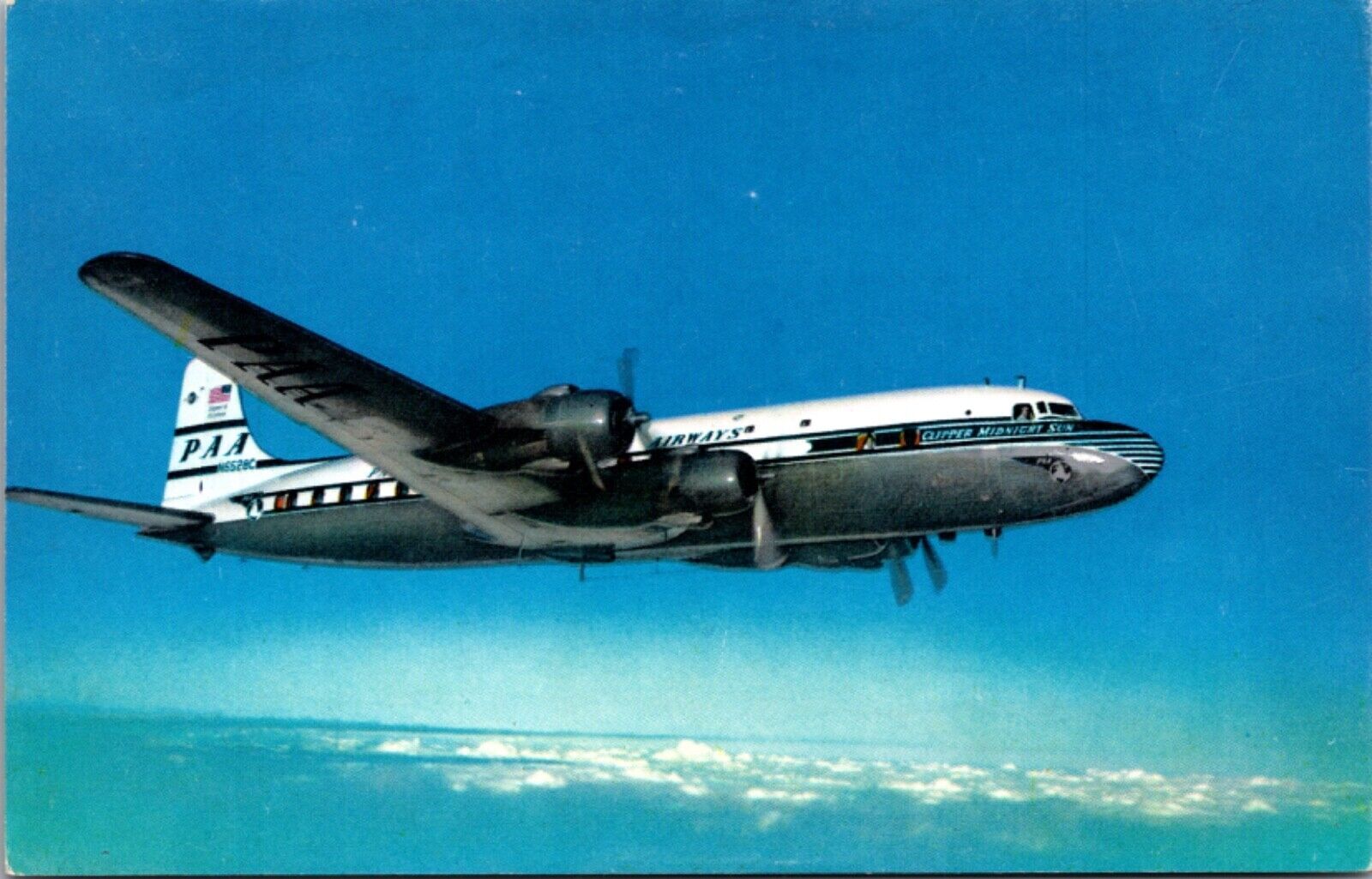 Postcard PAA Pan American World Airways Super-6 Clipper Airplane in ...